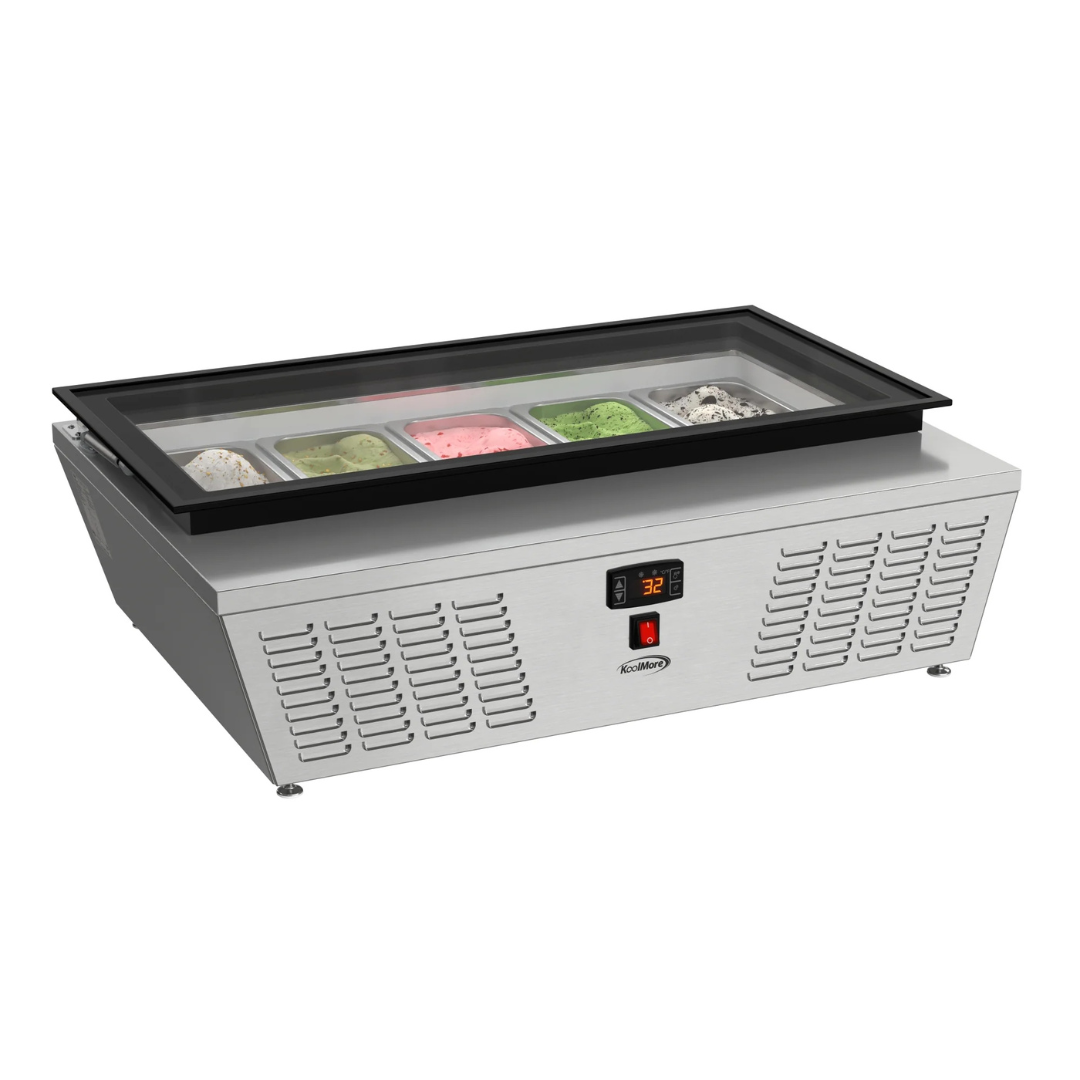 Stainless-Steel Ice Cream Countertop Display Case - 39 In. (Flat Top M ...